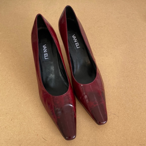Vaneli | Shoes | Vaneli Red Leather Heels Dark Red Beautiful Leather 5 ...